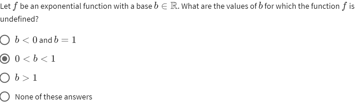 Solved Let f ﻿be an exponential function with a base binR. | Chegg.com