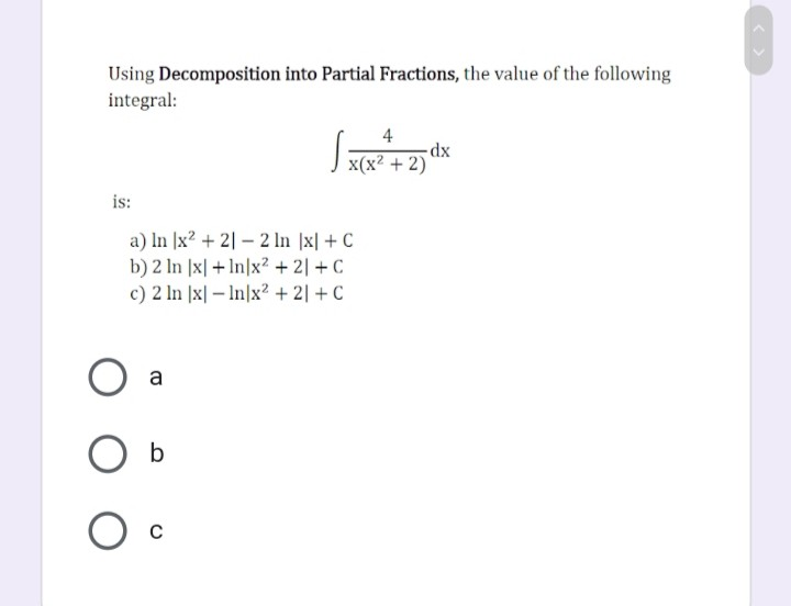 Solved Using Decomposition into Partial Fractions, the value | Chegg.com