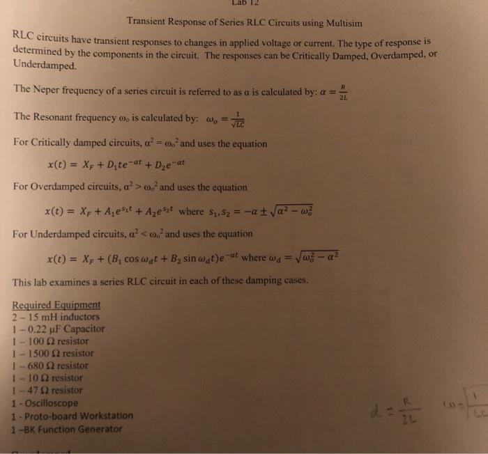 22 Transient Response of Series RLC Circuits using | Chegg.com
