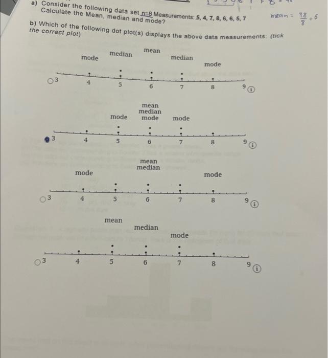 Solved a) Consider the following data set n=8 Measurements: | Chegg.com