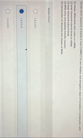 Solved Decide which sequence of events is most CORRECT for | Chegg.com