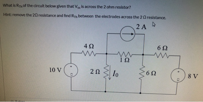 Solved What is Rth of the circuit below given that Voc is | Chegg.com