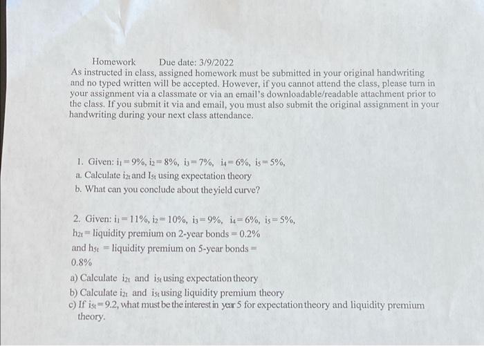 Homework Due Date 3 9 2022 As Instructed In Class