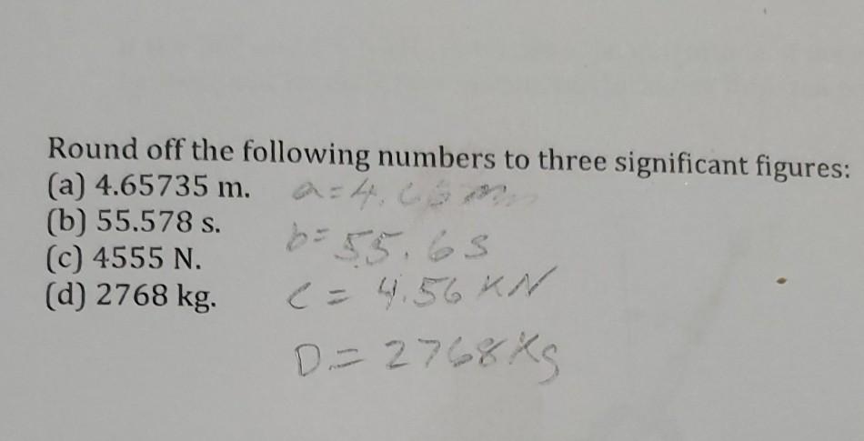 Solved Round off the following numbers to three significant | Chegg.com