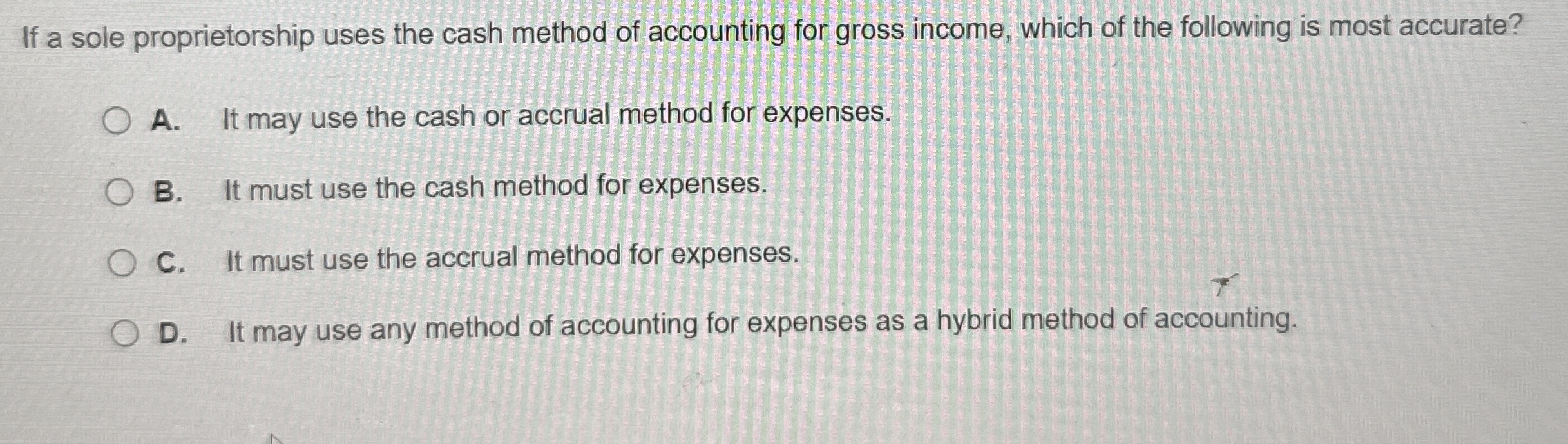 Solved If a sole proprietorship uses the cash method of | Chegg.com