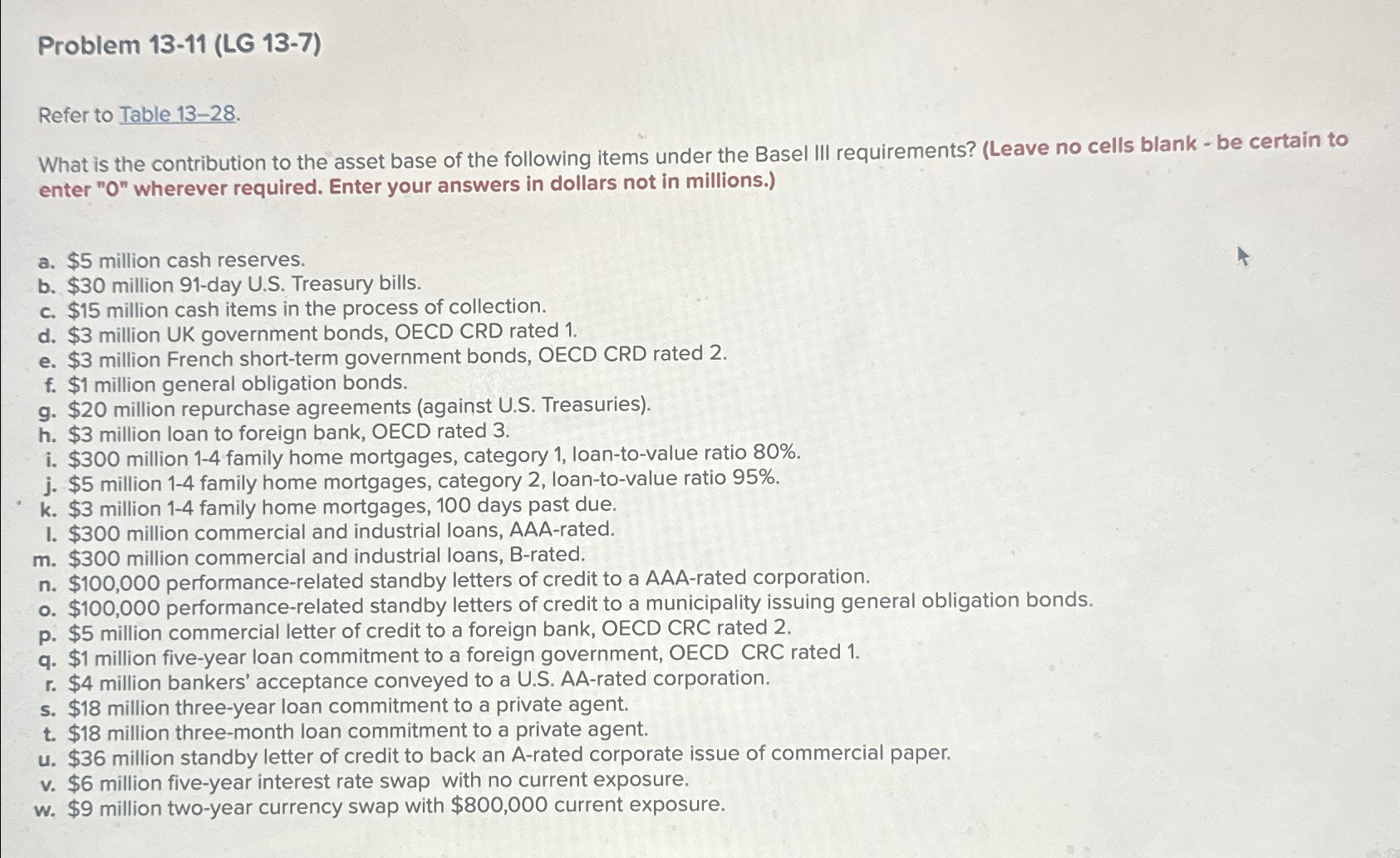 Solved Problem 13 11 Lg 13 7refer To Table 13 28what Is 