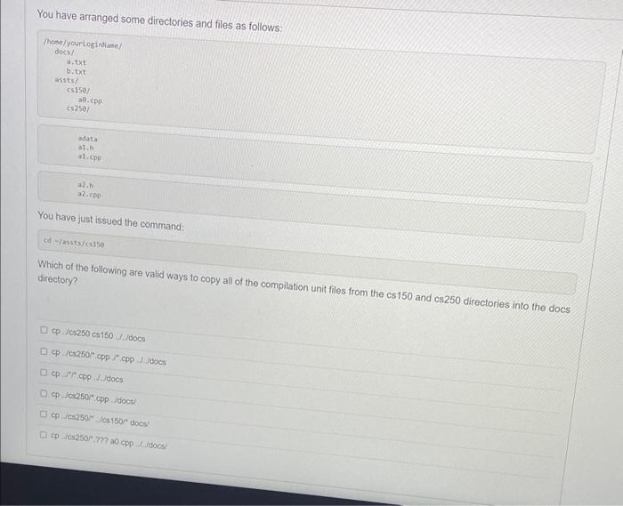 Solved You have arranged some directories and files as | Chegg.com