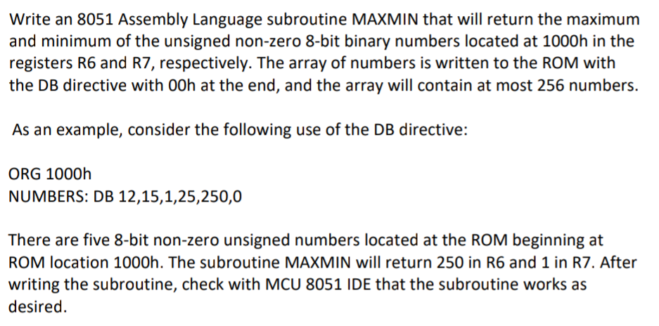 Solved 8051 MicroController Programming using Assembly. | Chegg.com