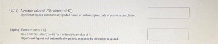 Solved Calculations for experimentally determining R | Chegg.com