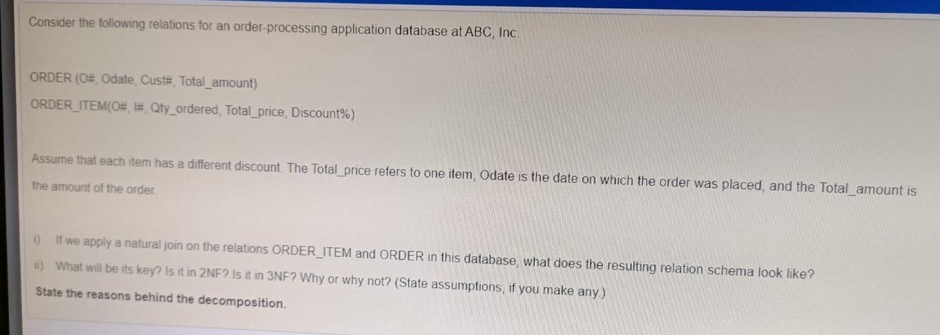 Solved Consider the following relations for an | Chegg.com
