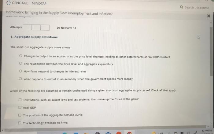 Solved CENGAGE MINDTAP Homework: Bringing in the Supply | Chegg.com