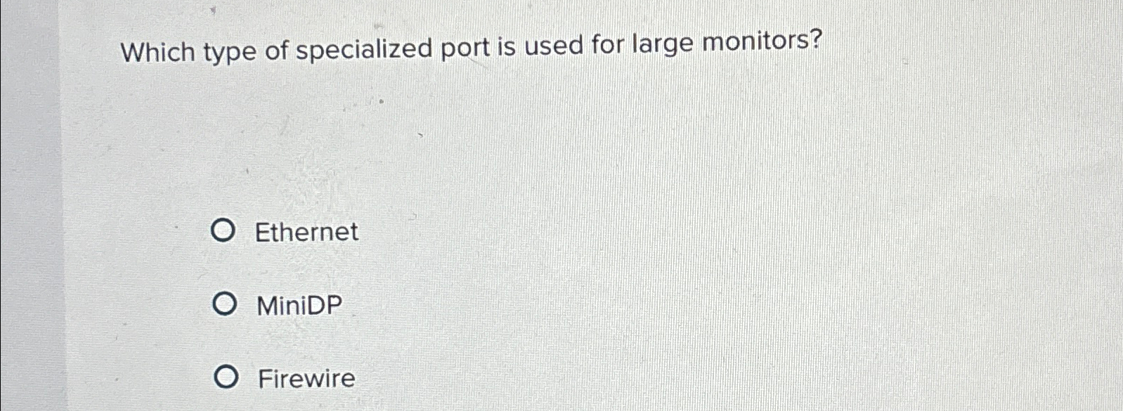Solved Which type of specialized port is used for large | Chegg.com
