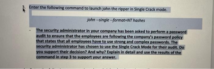 Solved Enter the following command to launch john the ripper | Chegg.com
