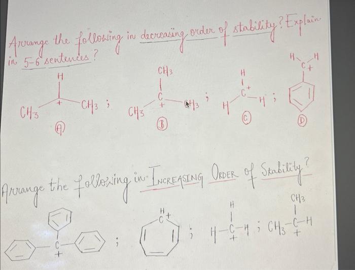 Solved Arrange the following in decreasing order of | Chegg.com