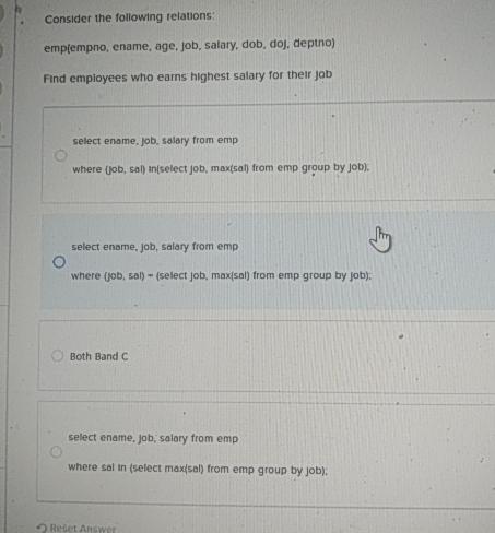 Solved Consider the following relations:empiempno, ename, | Chegg.com