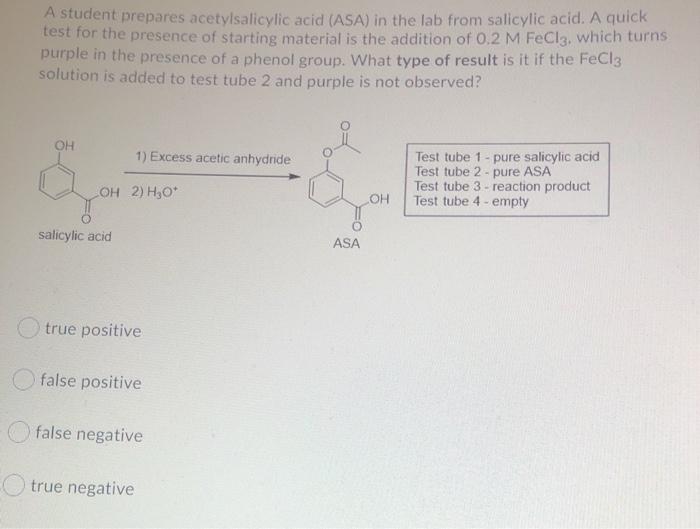 Solved A student prepares acetylsalicylic acid (ASA) in the | Chegg.com