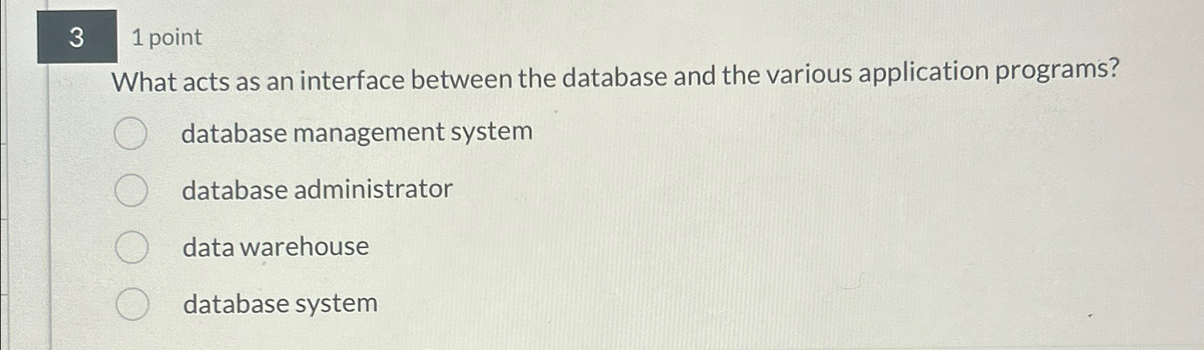 Solved 31 ﻿pointWhat acts as an interface between the | Chegg.com
