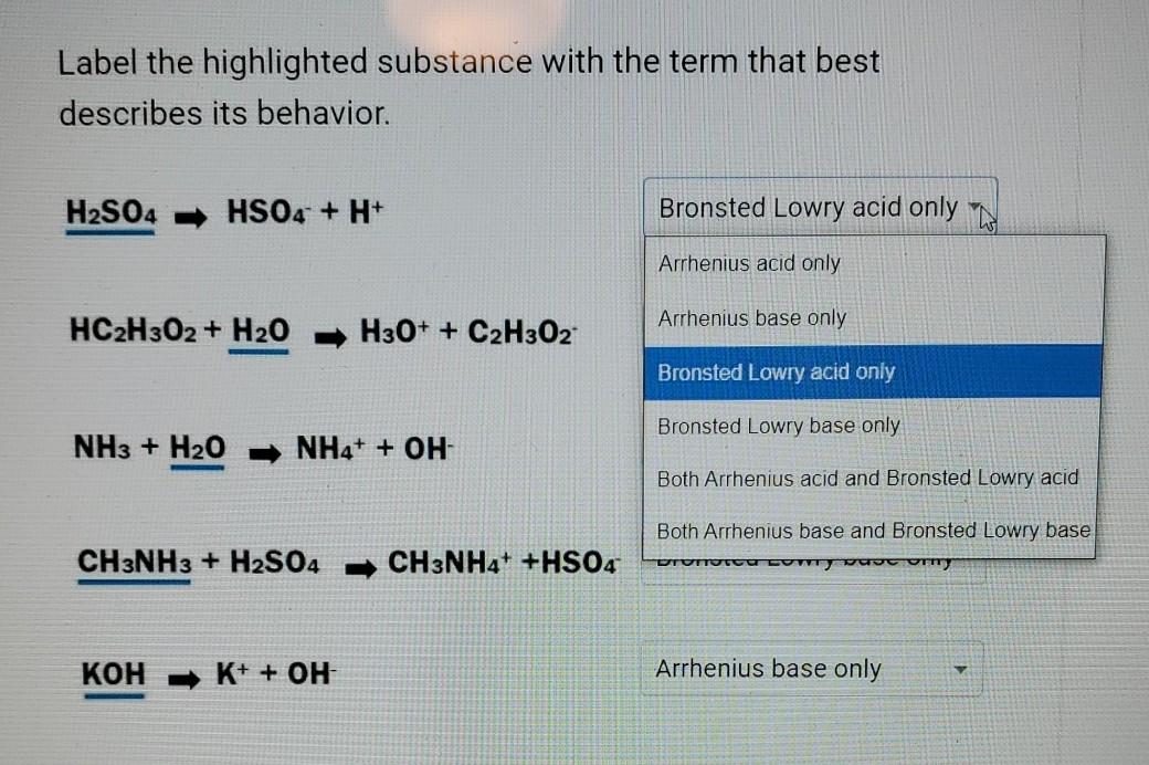 Solved Label the highlighted substance with the term that | Chegg.com