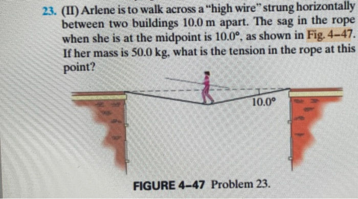 Solved 23. (II) Arlene is to walk across a "high wire" | Chegg.com