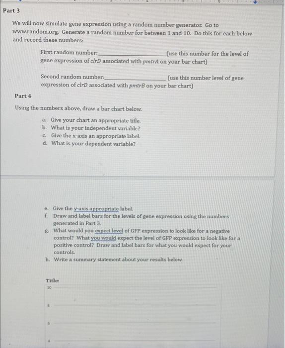 Solved Part 3 We will now simulate gene expression using a | Chegg.com
