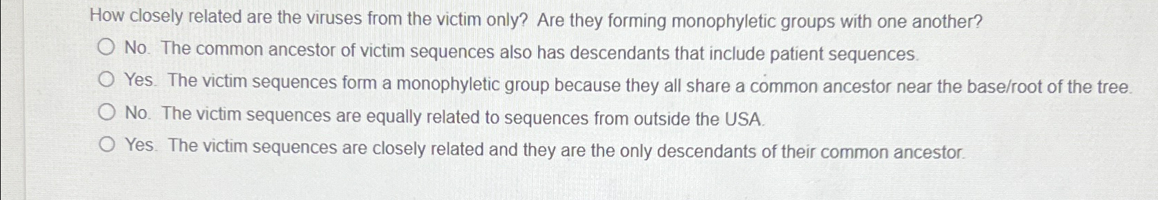 Solved How closely related are the viruses from the victim | Chegg.com