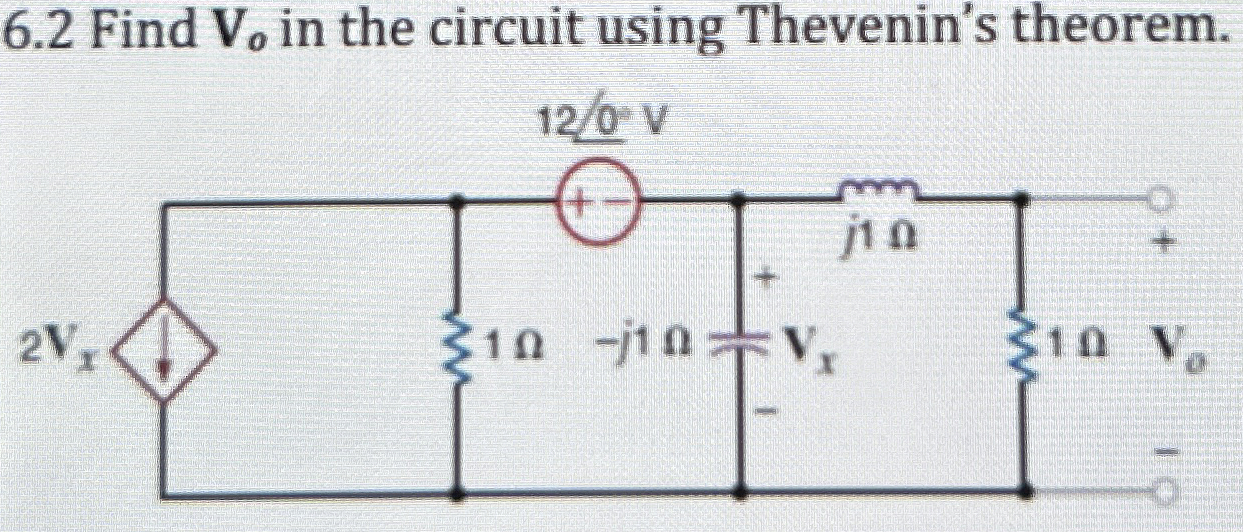 Solved by an EXPERT 6.2 ﻿Find Vo ﻿in the circuit using Thevenin's theore. | Chegg.com