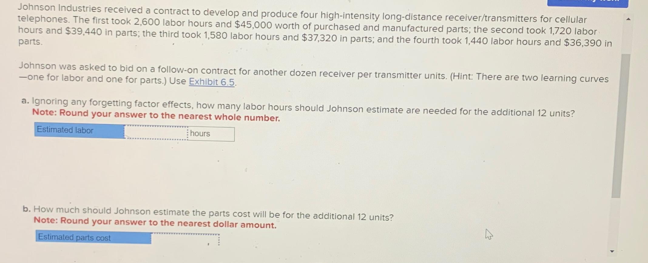 Solved Johnson Industries received a contract to develop and | Chegg.com