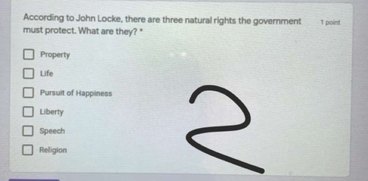 Solved According to John Locke, there are three natural | Chegg.com