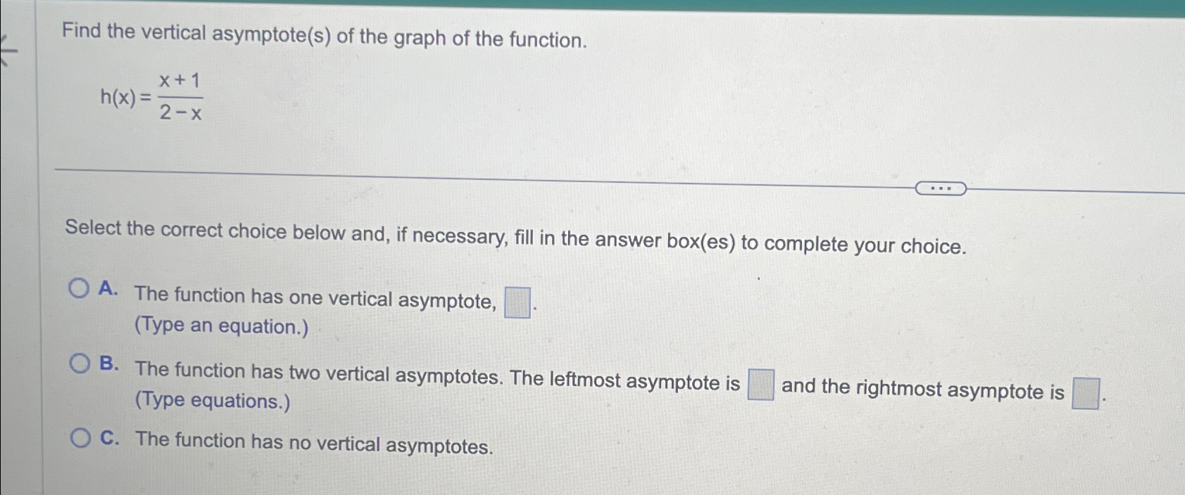 Solved Find the vertical asymptote(s) ﻿of the graph of the | Chegg.com