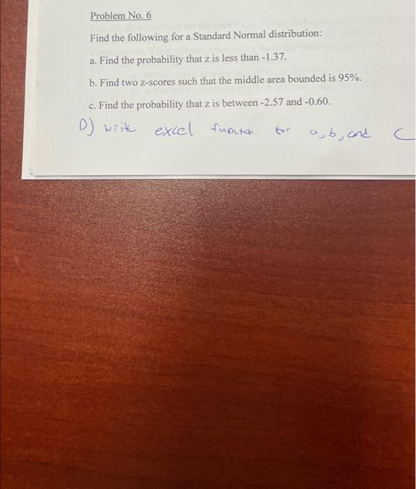 Solved Problem No. 6 Find the following for a Standard | Chegg.com