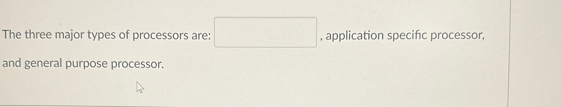 Solved The three major types of processors are: , | Chegg.com