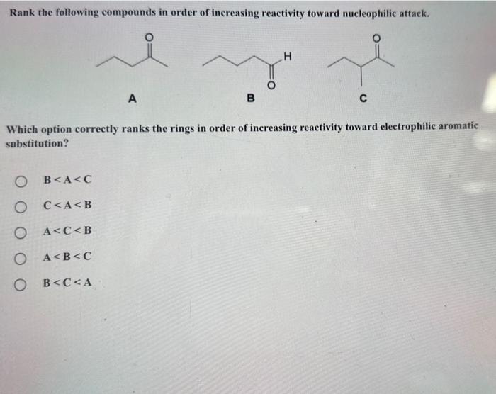 Solved Rank the following compounds in order of increasing | Chegg.com