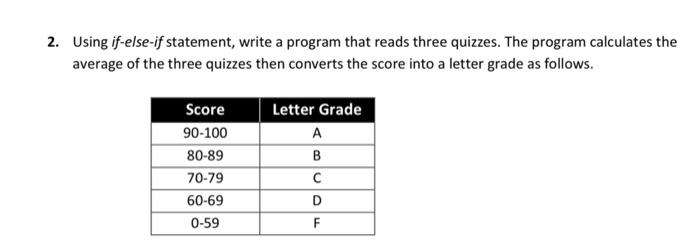 Solved 2 Using If Else If Statement Write A Program That 