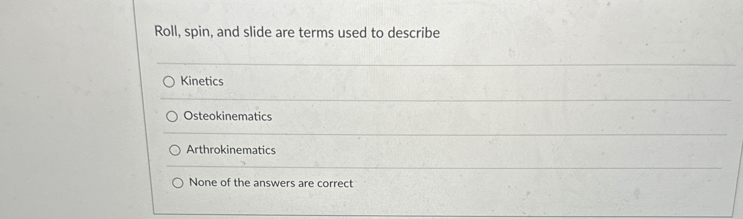 Solved Roll, spin, and slide are terms used to | Chegg.com