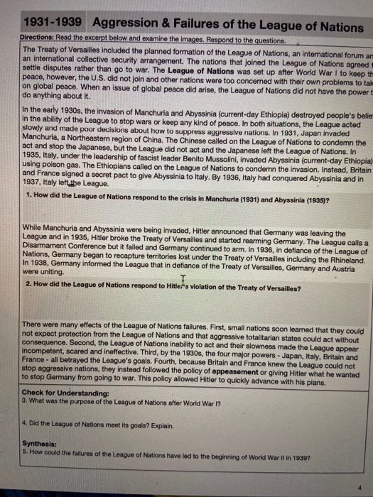 Solved: What Caused WWII? Objectives: Explain How The Caus... | Chegg.com