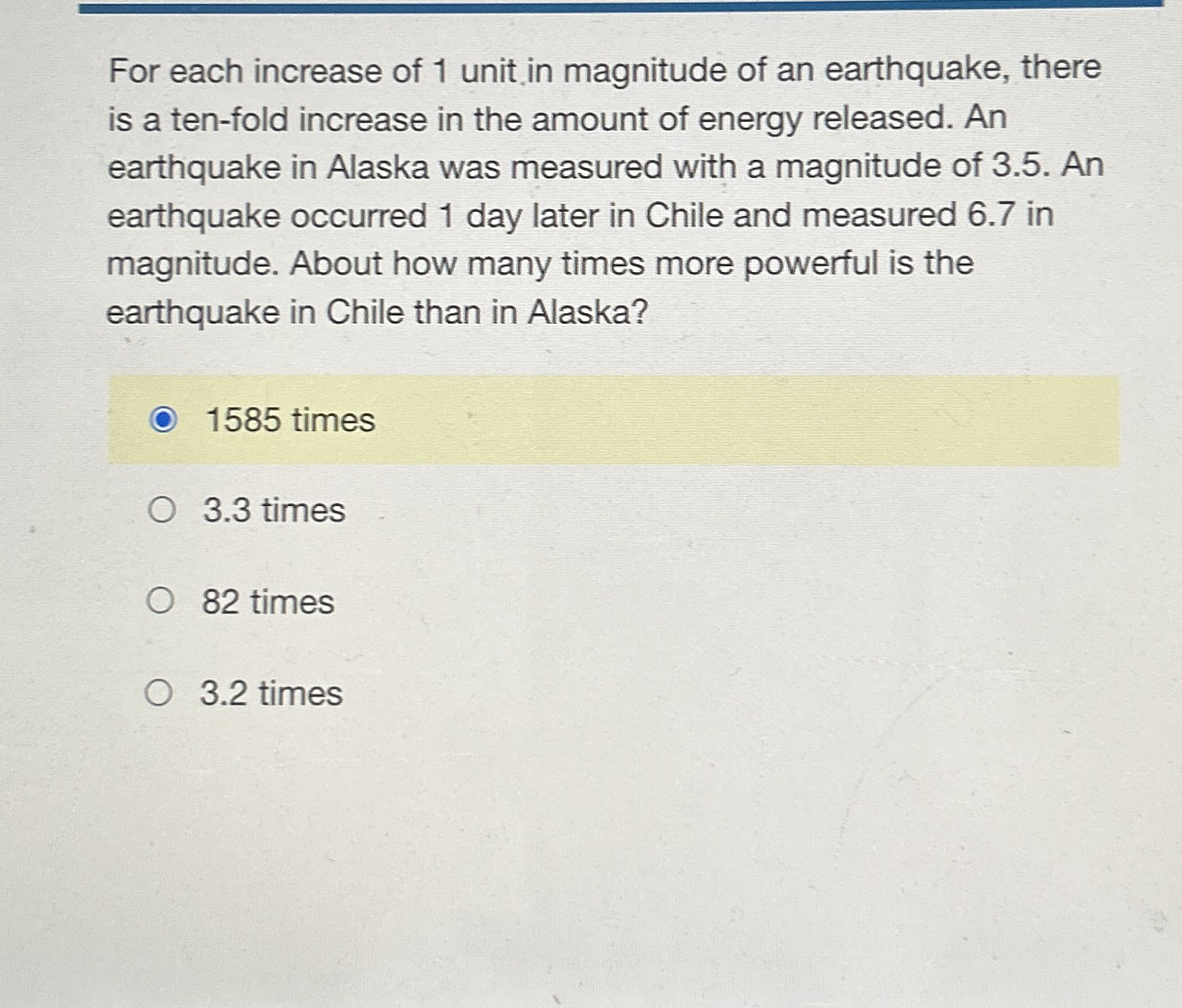 Solved For each increase of 1 ﻿unit in magnitude of an | Chegg.com