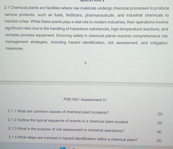 Solved 2.1 ﻿Chemical plants are facilities where raw | Chegg.com