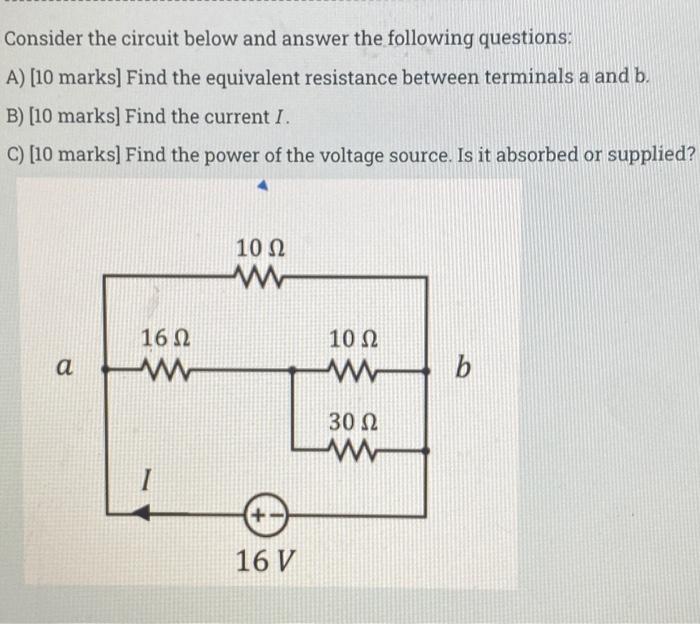 Solved Consider the circuit below and answer the following | Chegg.com