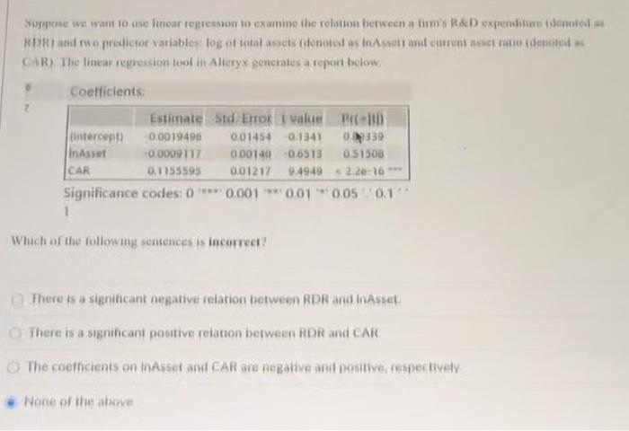Solved Suppose we want to use linear regression to examine | Chegg.com