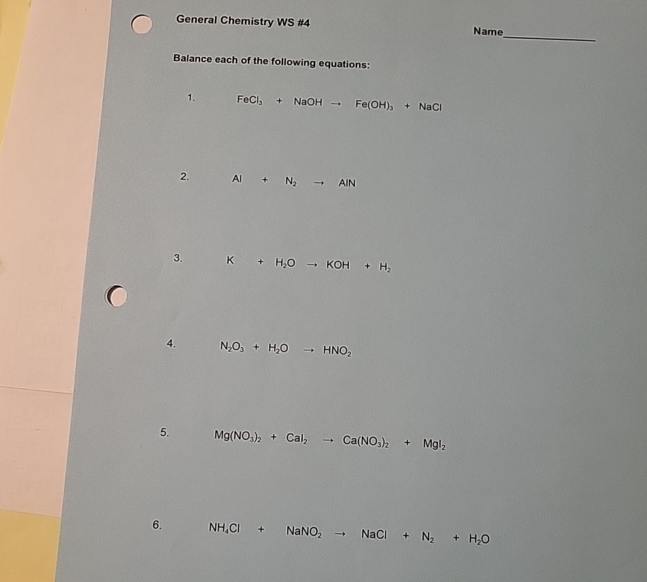 Solved Balance each of the following | Chegg.com