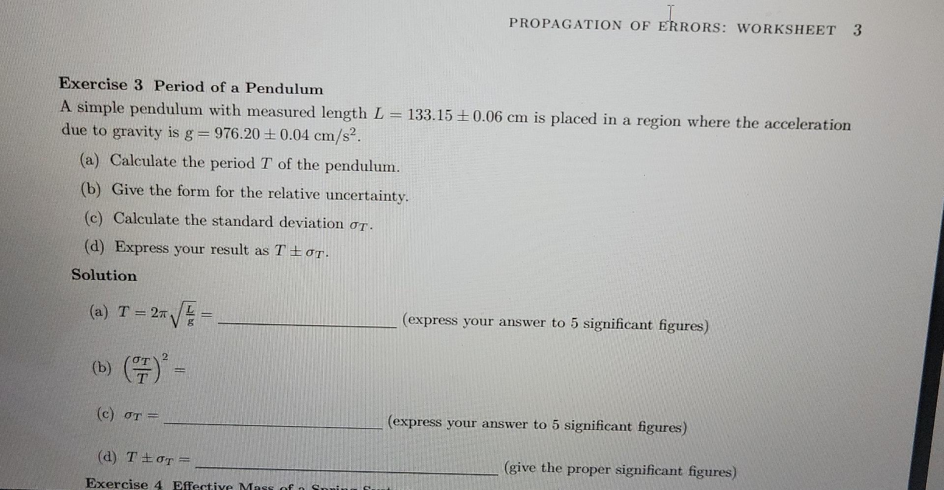 Solved PROPAGATION OF ERRORS: WORKSHEET 3 . mm Exercise 3 | Chegg.com