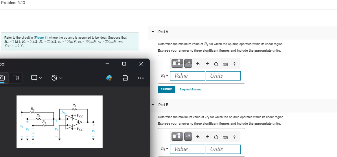 Solved Refer to the circuit in (Figure 1), ﻿where the op amp | Chegg.com