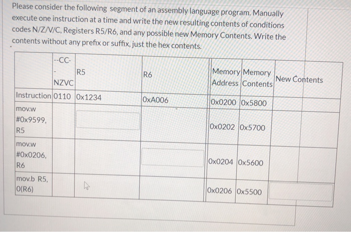 Solved Please consider the following segment of an assembly | Chegg.com