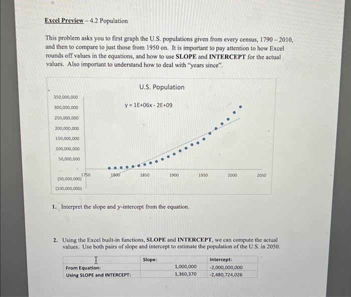 Solved Excel Preview - 4.2 Population This problem asks you | Chegg.com
