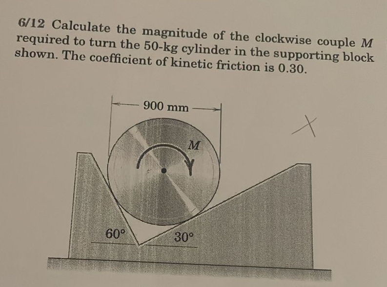 Solved 6/12 ﻿Calculate the magnitude of the clockwise couple | Chegg.com