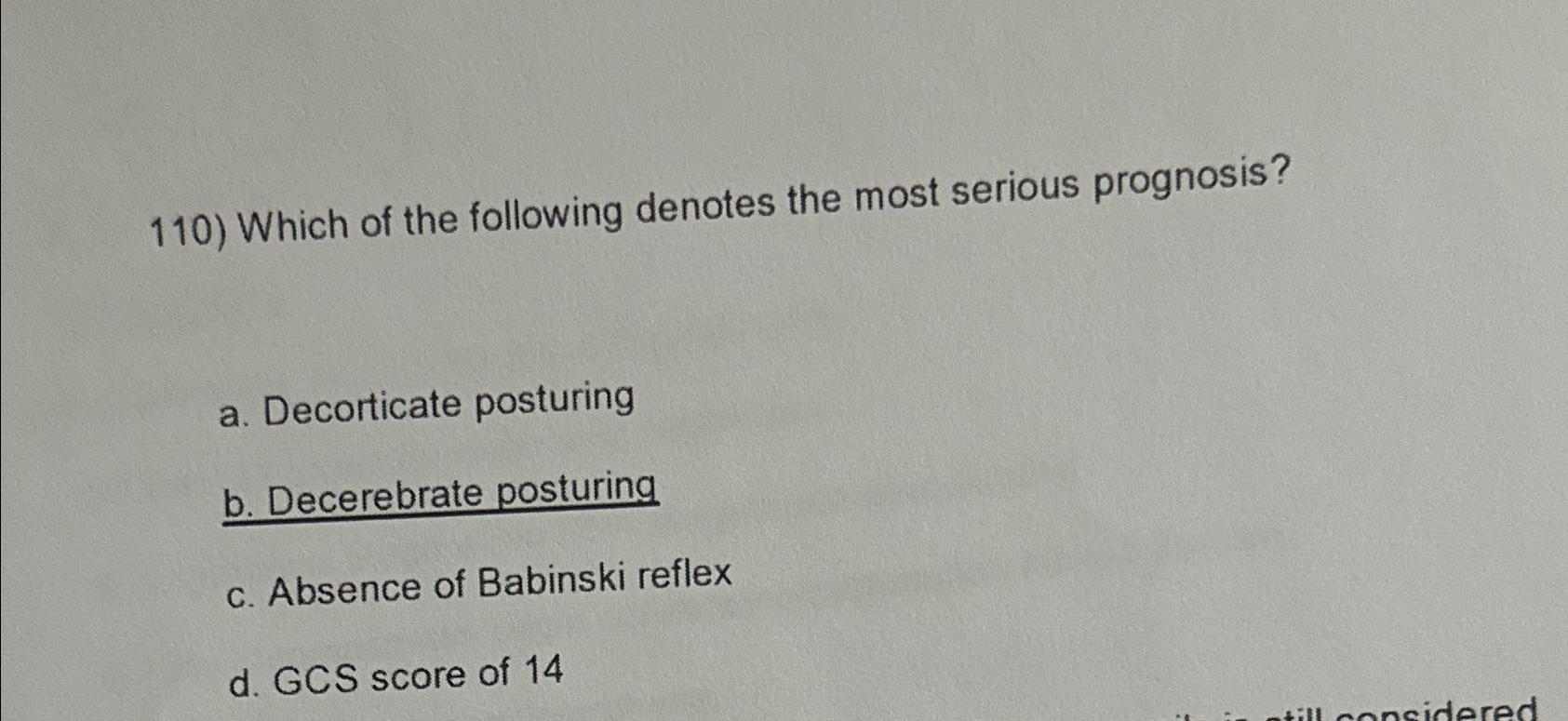 Solved Which of the following denotes the most serious | Chegg.com