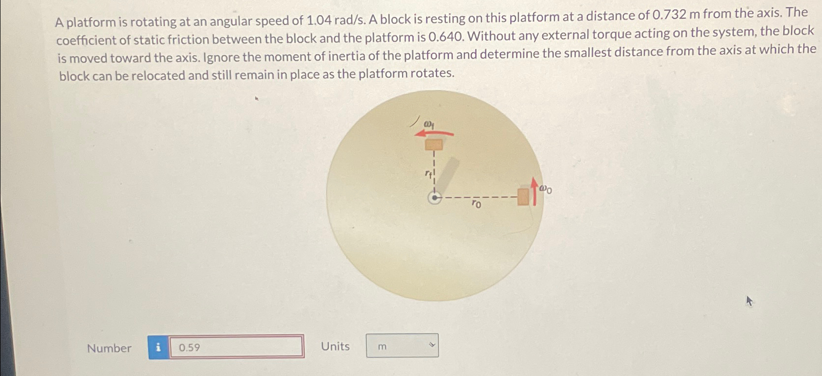 Solved A platform is rotating at an angular speed of | Chegg.com