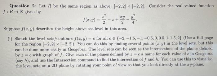 Solved Question 2: Let R be the same region as above; | Chegg.com