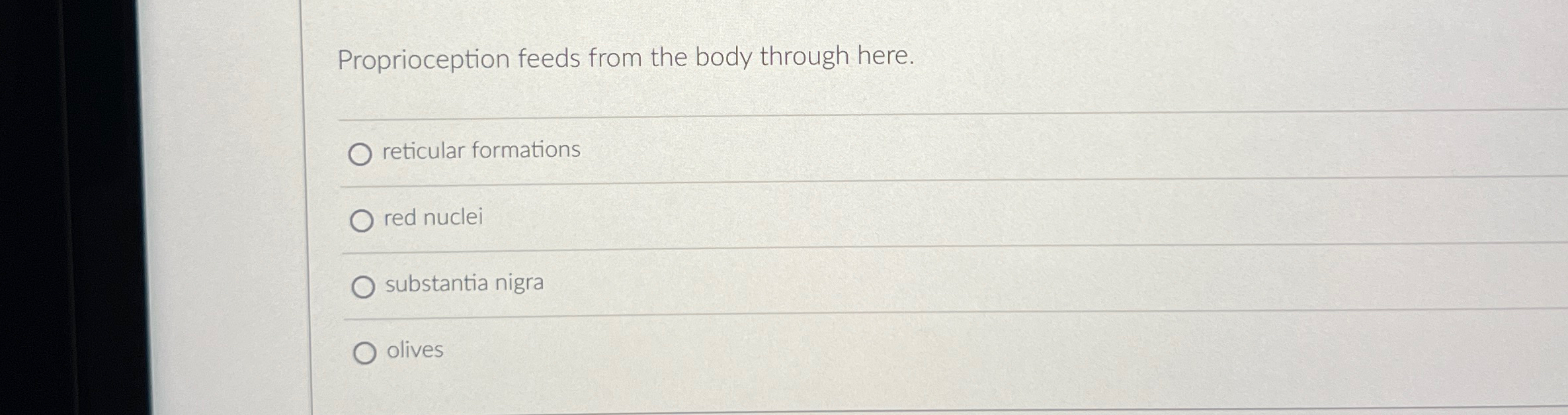 Solved Proprioception feeds from the body through | Chegg.com