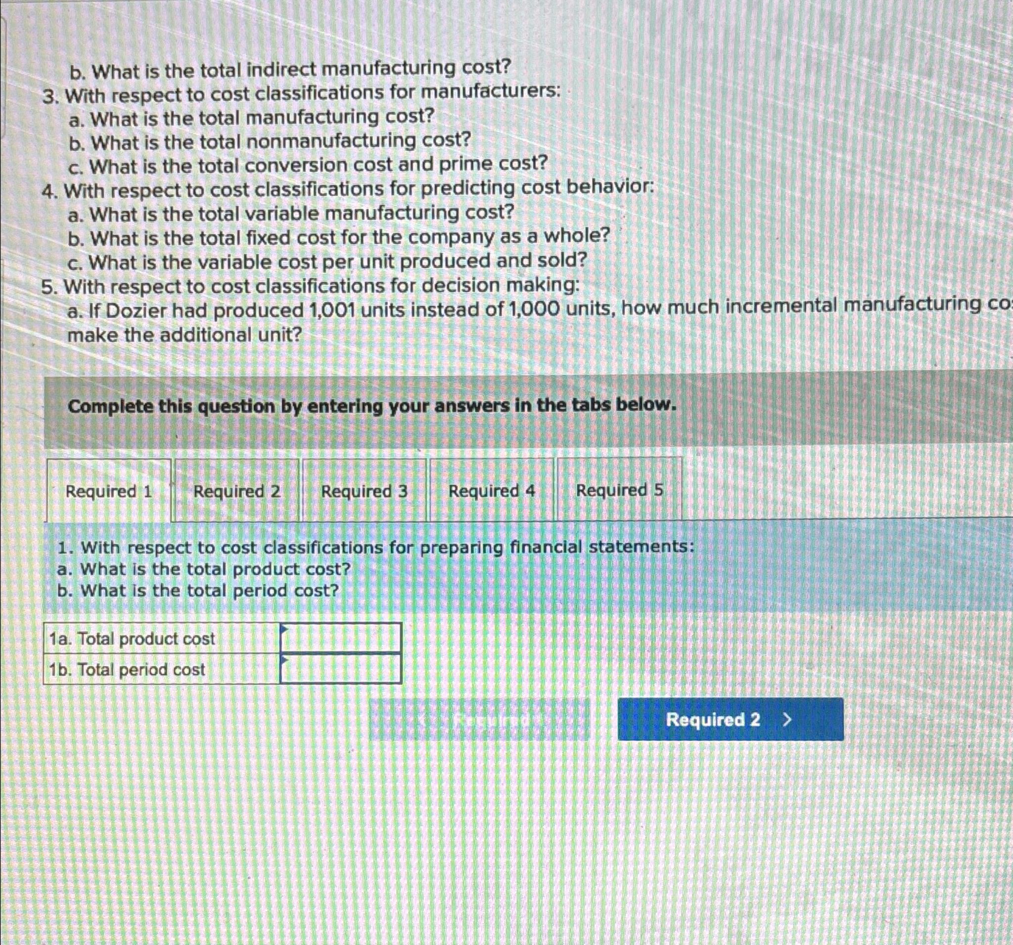 Solved Problem 1-24 (Static) ﻿Different Cost Classifications | Chegg.com